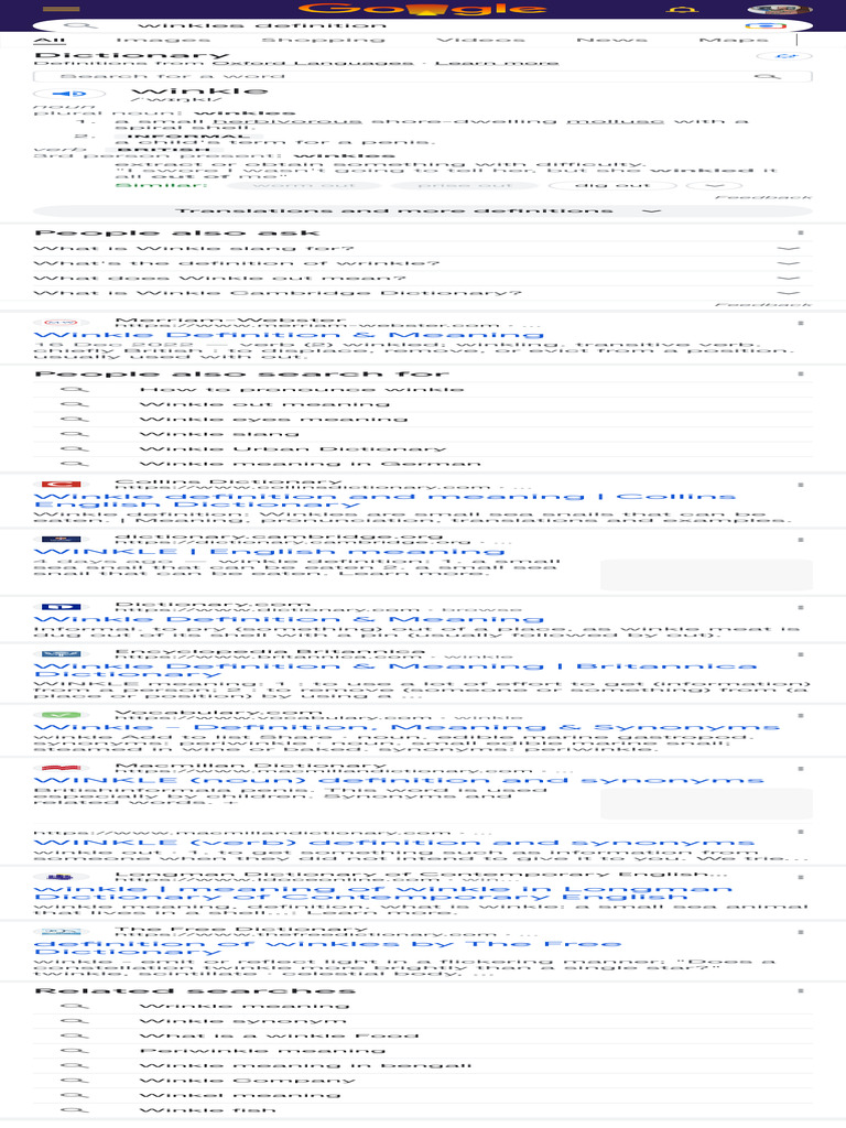 Understanding 'Winkle' Definitions | PDF | Lexicology | Linguistics
