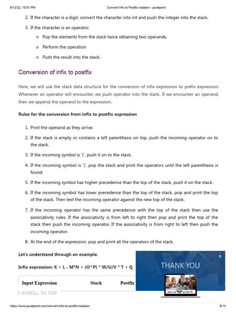 Convert Infix To Postfix Notation - Javatpoint | PDF | Notation | Mathematics