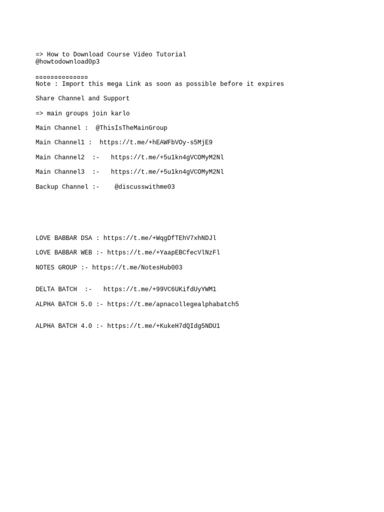 Our Tlegram Channel Links | PDF