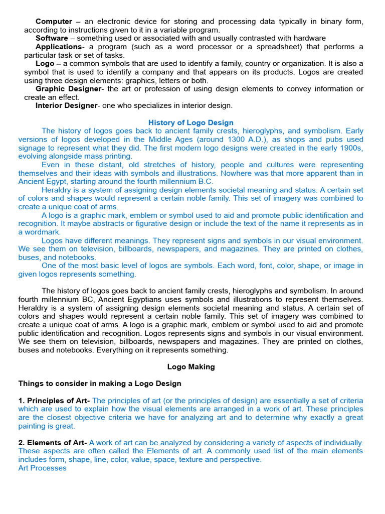 Art Lessons q1 | PDF | Cartoon | Logos