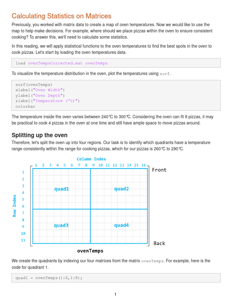 Calculating Statistics On Matrices | PDF | Matrix (Mathematics) | Standard Deviation