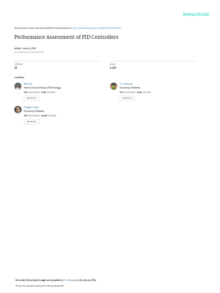 Performance Assessment of PID Controllers | Download Free PDF | Control Theory | Standard Deviation