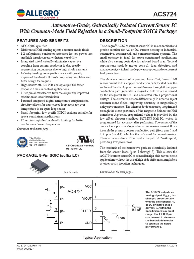 ACS724-Datasheet | PDF | Computer Engineering | Electromagnetism