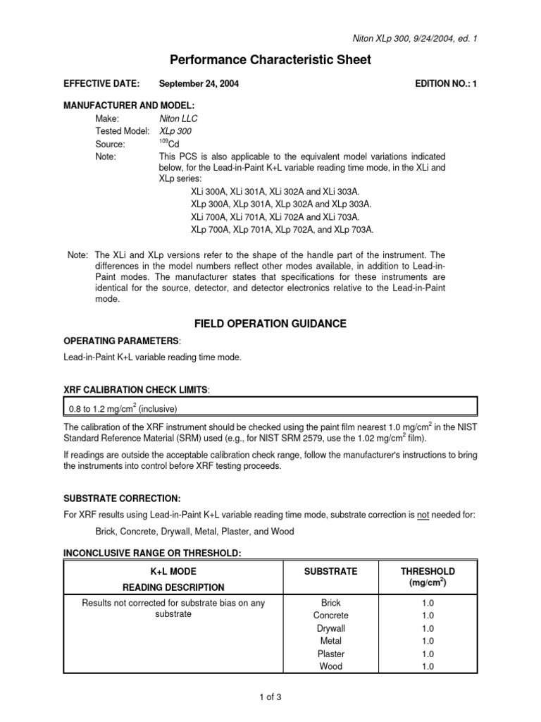 Niton XLP 300 PCS | PDF | Parameter (Computer Programming) | Calibration