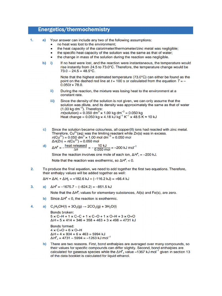 Energetics Answer | PDF