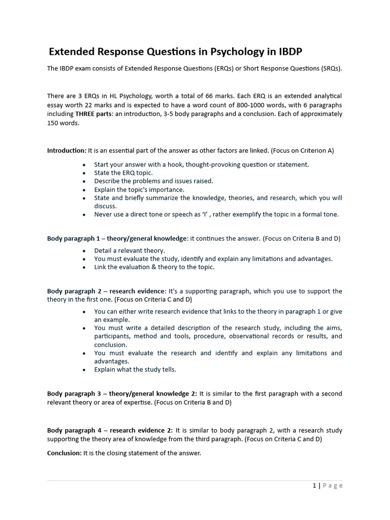Extended Response Questions in IB Psychology | PDF | Theory | Knowledge