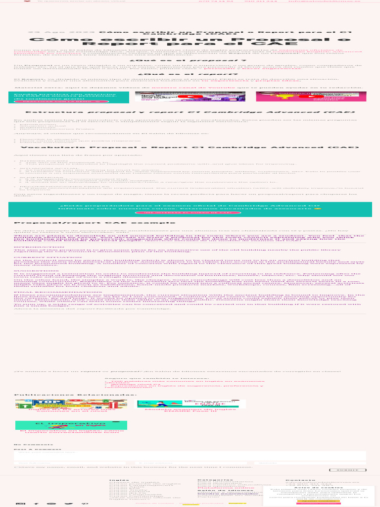 Cómo Escribir Un Proposal o Report para El C1 Cambridge (CAE) | PDF