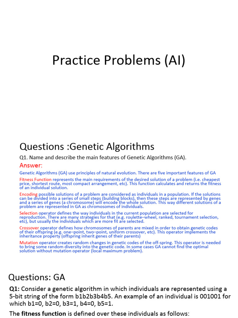 Practice Questions 2 | PDF | Genetic Algorithm | Genetics