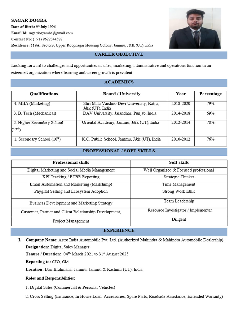 Bio-Data Sagar Dogra | PDF | Laminar Flow | Fluid Dynamics