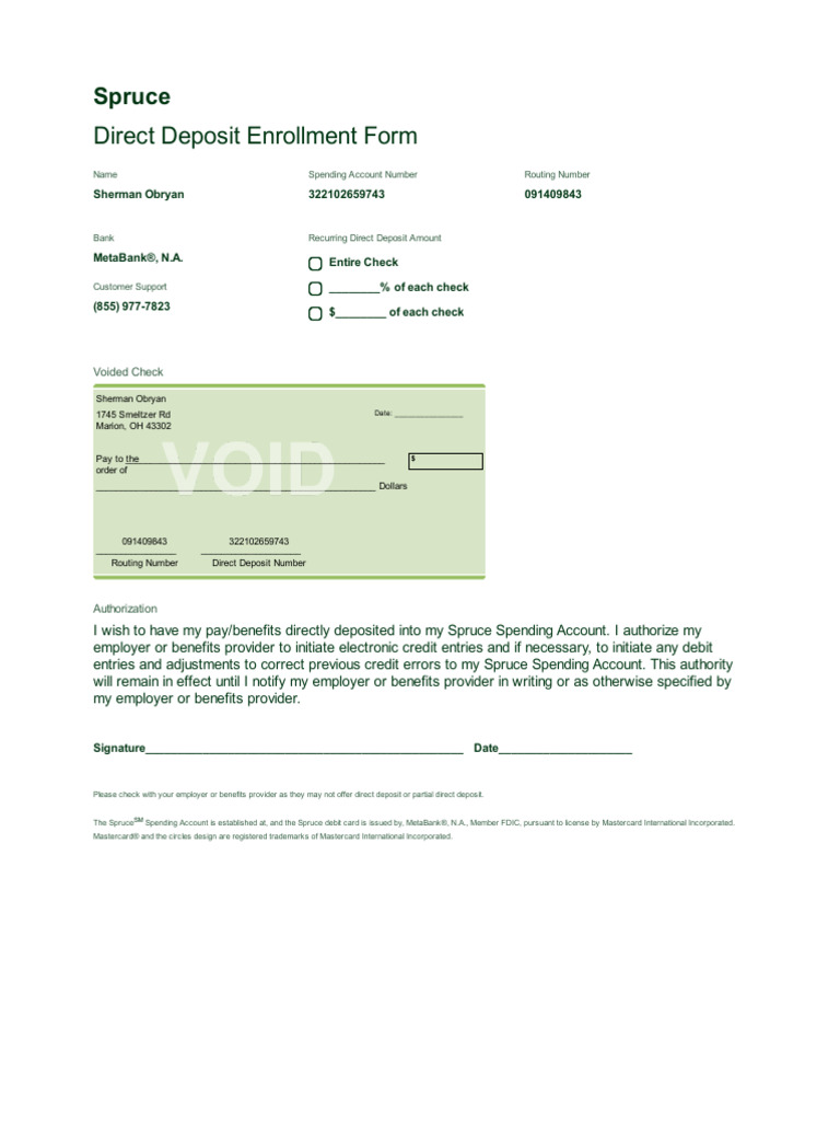 Direct Deposit Form | PDF