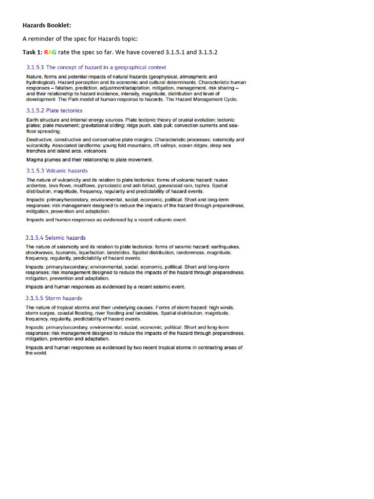 1B Volcanic, Seismic Hazards and Tsunamis Booklet | PDF | Earthquakes ...