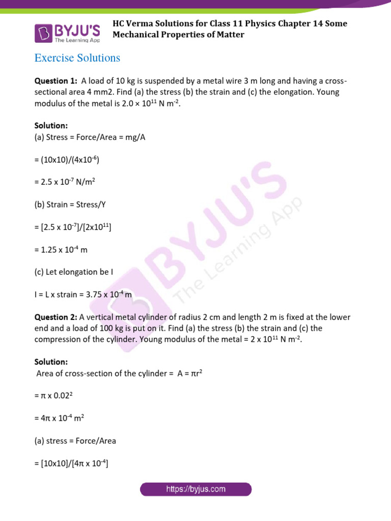 HC Verma Class 11 Physics Solutions | PDF | Surface Tension | Pressure