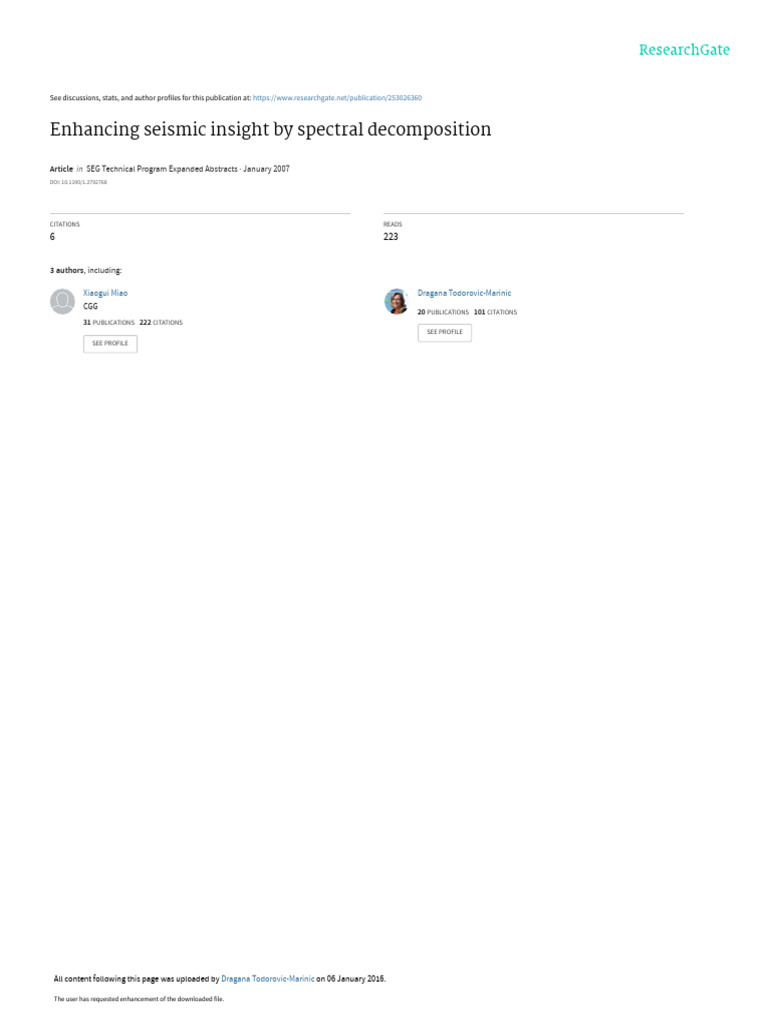 Enhancing Seismic Insight by Spectral Decompositio | PDF | Spectral ...
