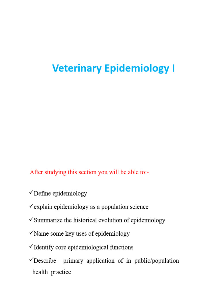 Introduction to Veterinary Epidemiology | PDF | Epidemiology | Medical ...