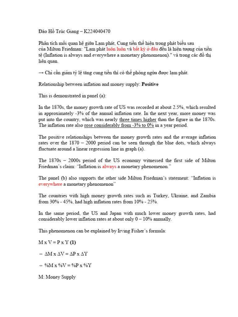 Individual Task 2 | PDF | Inflation | Money Supply