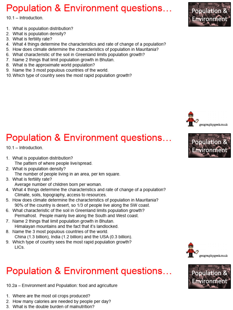 Population Questions | PDF | Soil | Earth Sciences