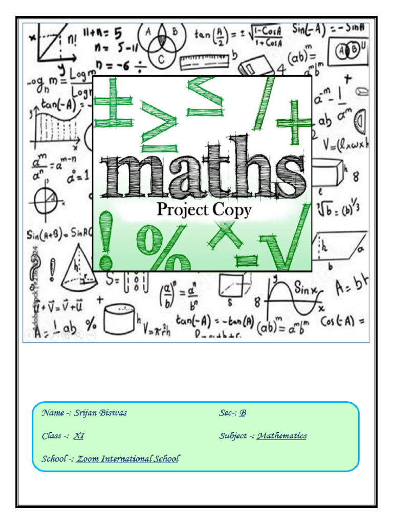 Maths Activity Project Copy Cover | PDF