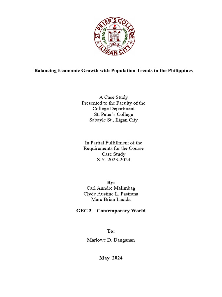 Balancing Growth and Population in the Philippines | PDF | Economic ...