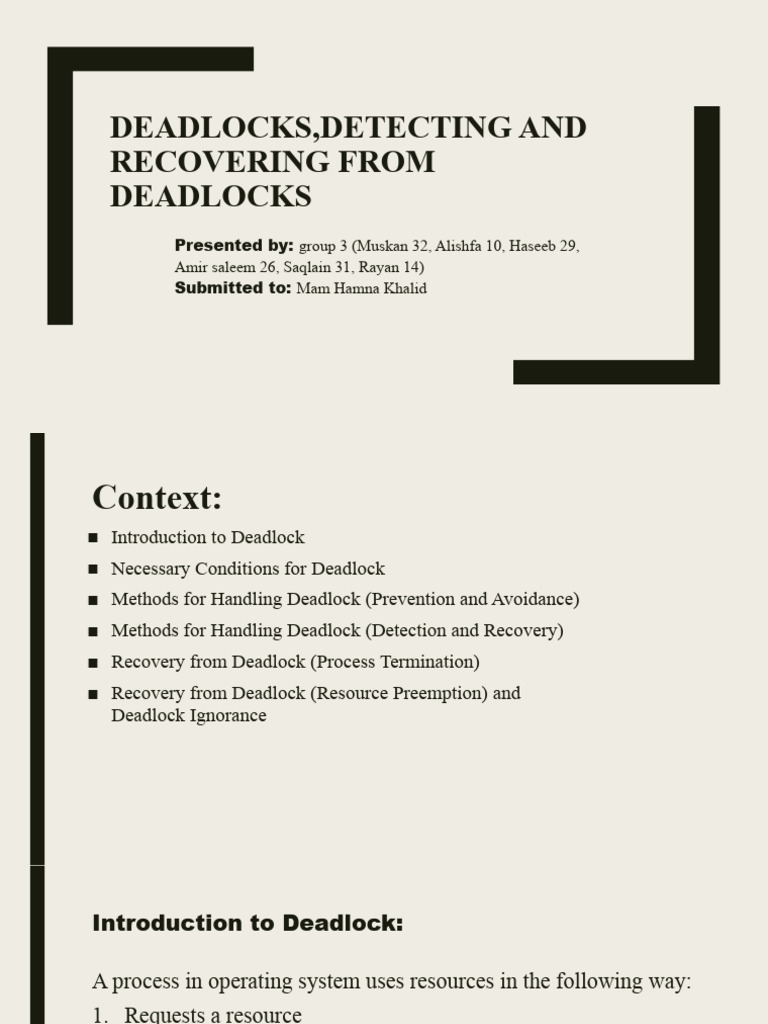 Deadlocks Detecting And Recovering From Deadlocks Pdf Process Computing Concurrency