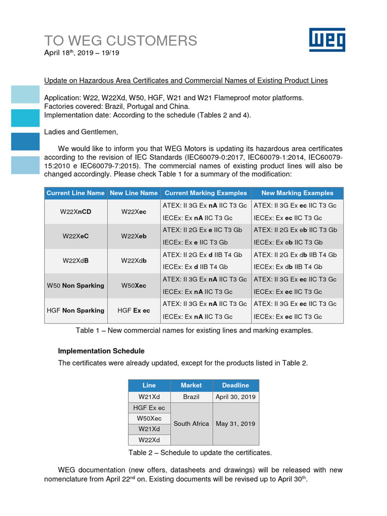 WEG Motor Certification Update | PDF | Motor Vehicle | Car