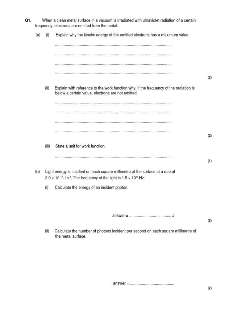 Photoelectric effect-AQA | PDF | Photoelectric Effect | Electron