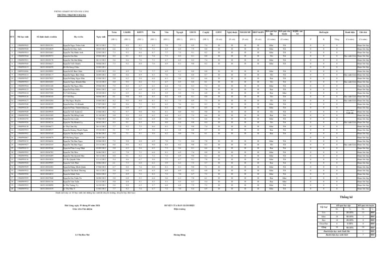 So Diem Tong Ket Lop 6a | PDF