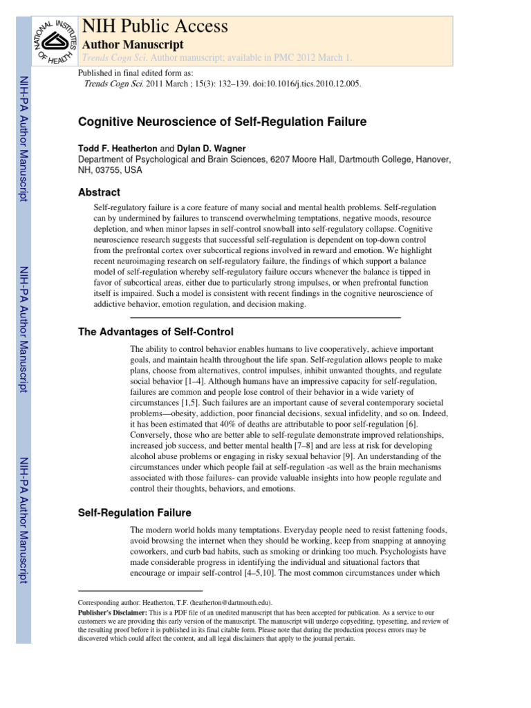 Self Regulation | PDF | Self-Management | Self Control