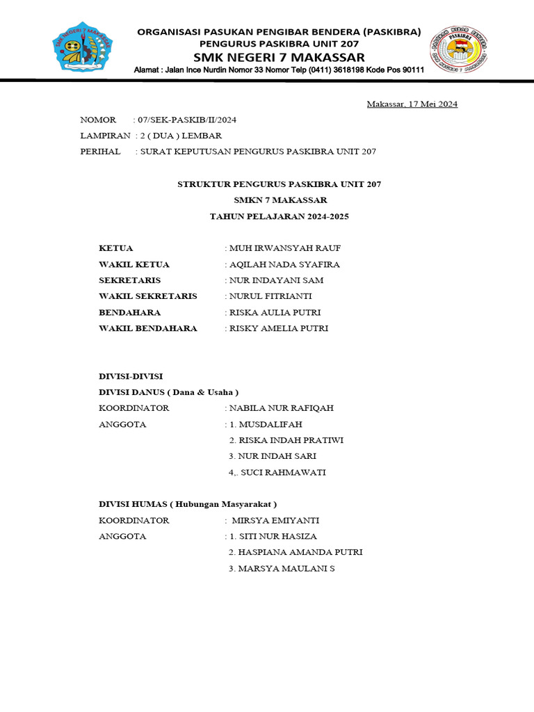 SK Pengurus Paskibra | PDF