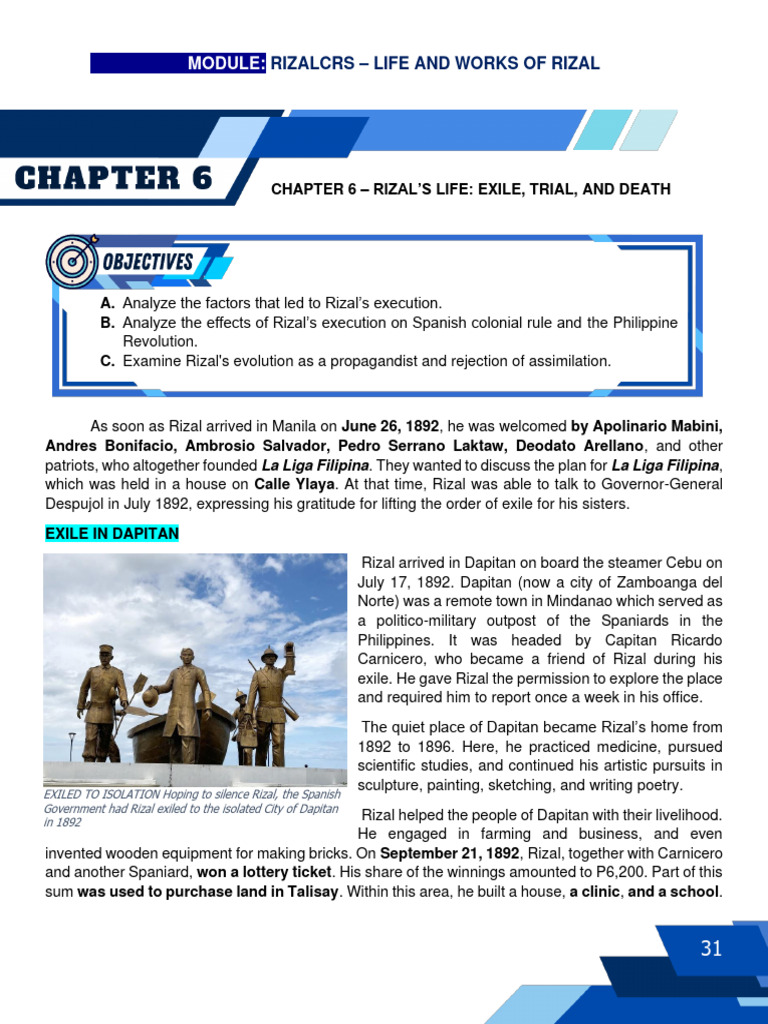 Chapter 6 - Rizal's Life Exile, Trial, and Death | PDF | Philippines ... Chapter 6 - Rizal's Life Exile, Trial, and Death | PDF | Philippines ...