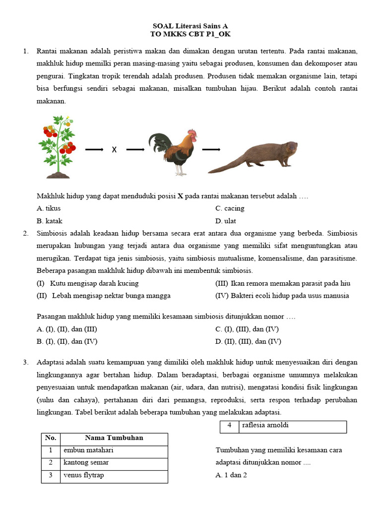 Edit - Naskah Literasi Sains - To MKKS CBT P1 - Ok | PDF | Sains & Matematika
