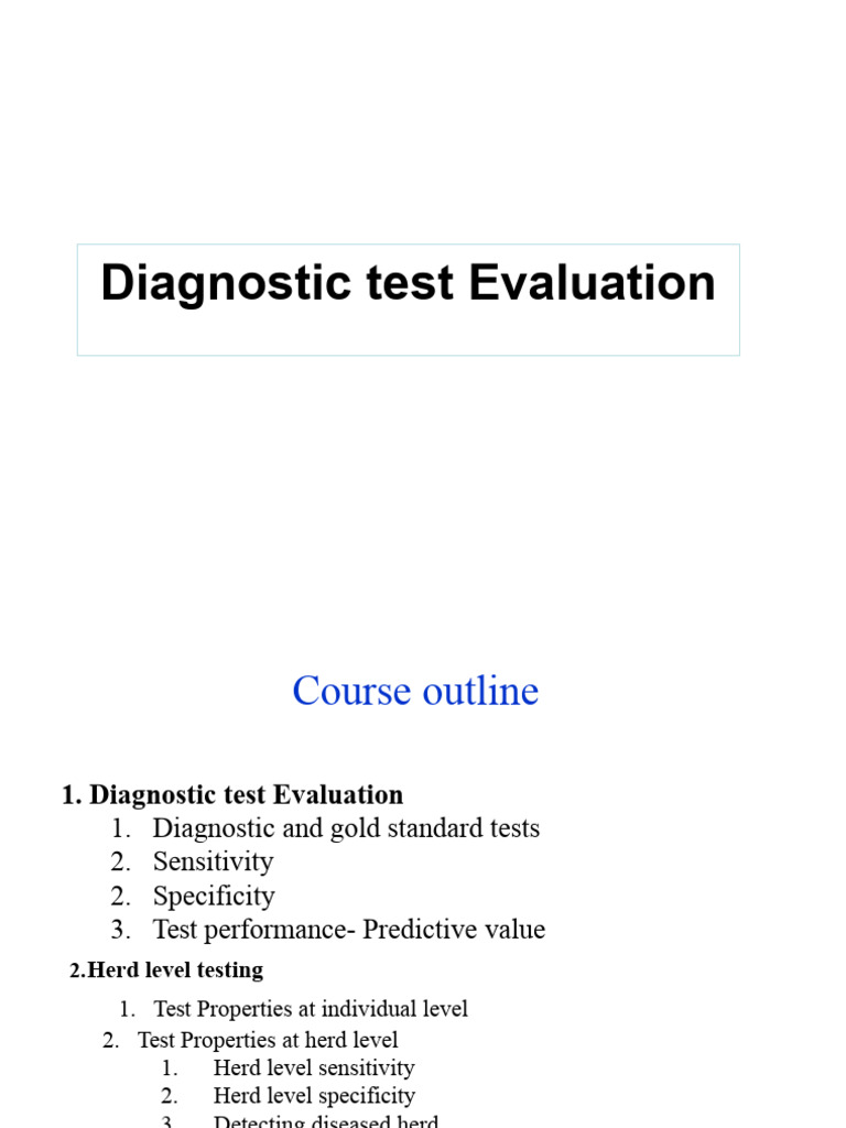 Diagnostic Test Evaluation | PDF | Sensitivity And Specificity ...