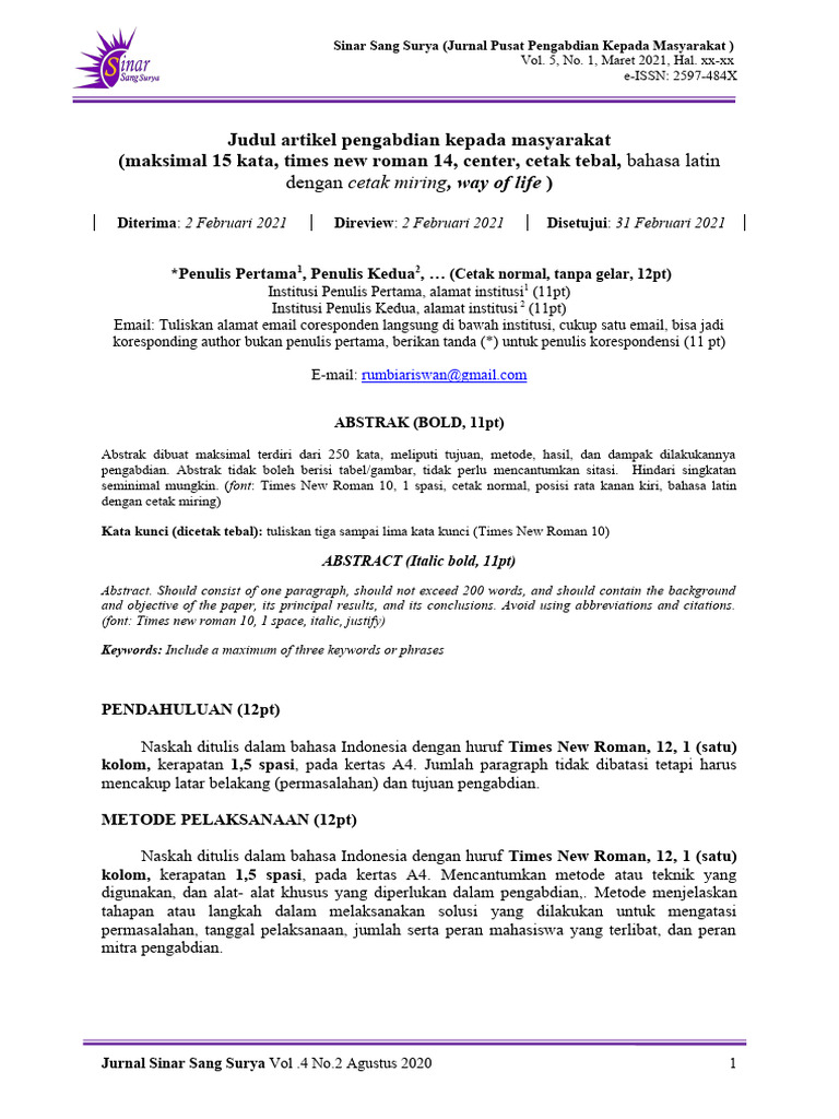 Template Sinar Sang Surya | PDF