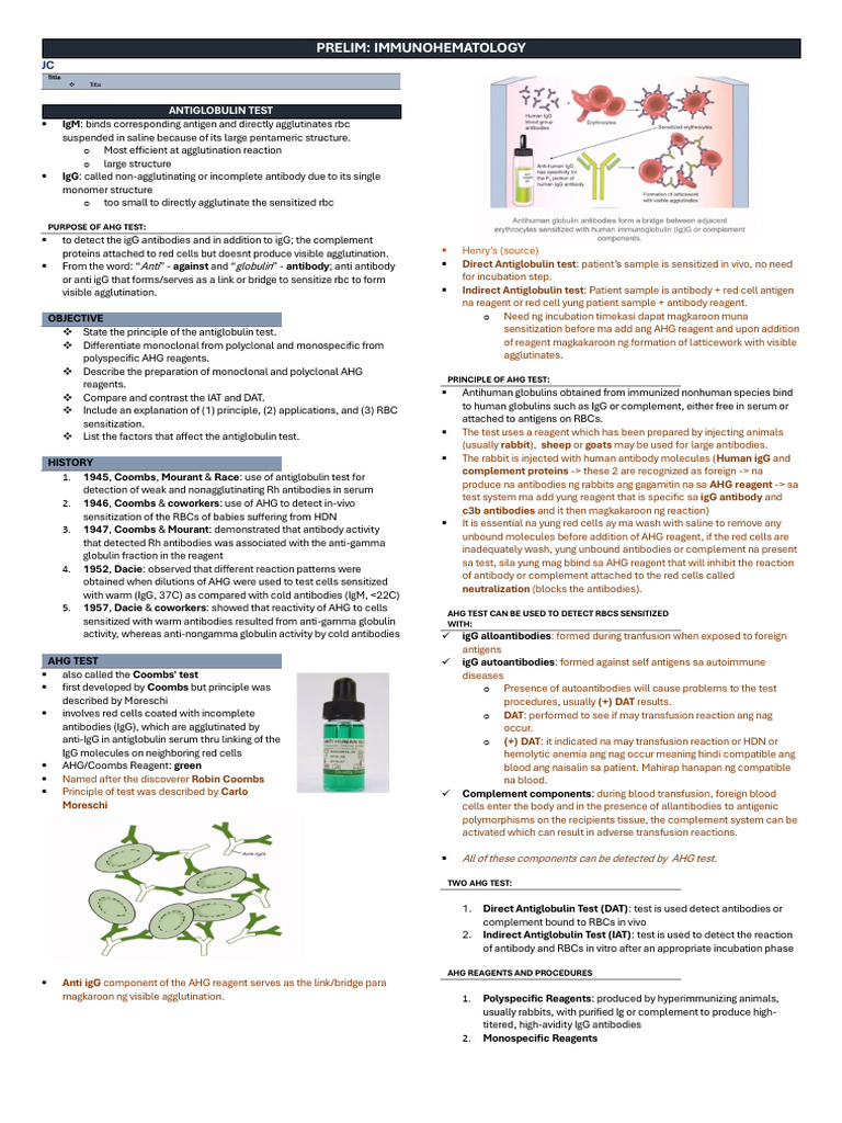 AHG Test | PDF | Hematology | Vertebrates