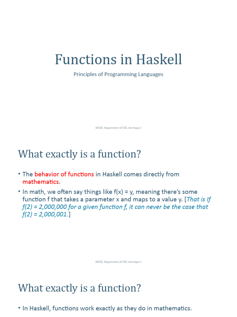 5 - Functions in Haskell | PDF | Parameter (Computer Programming) | Function (Mathematics)