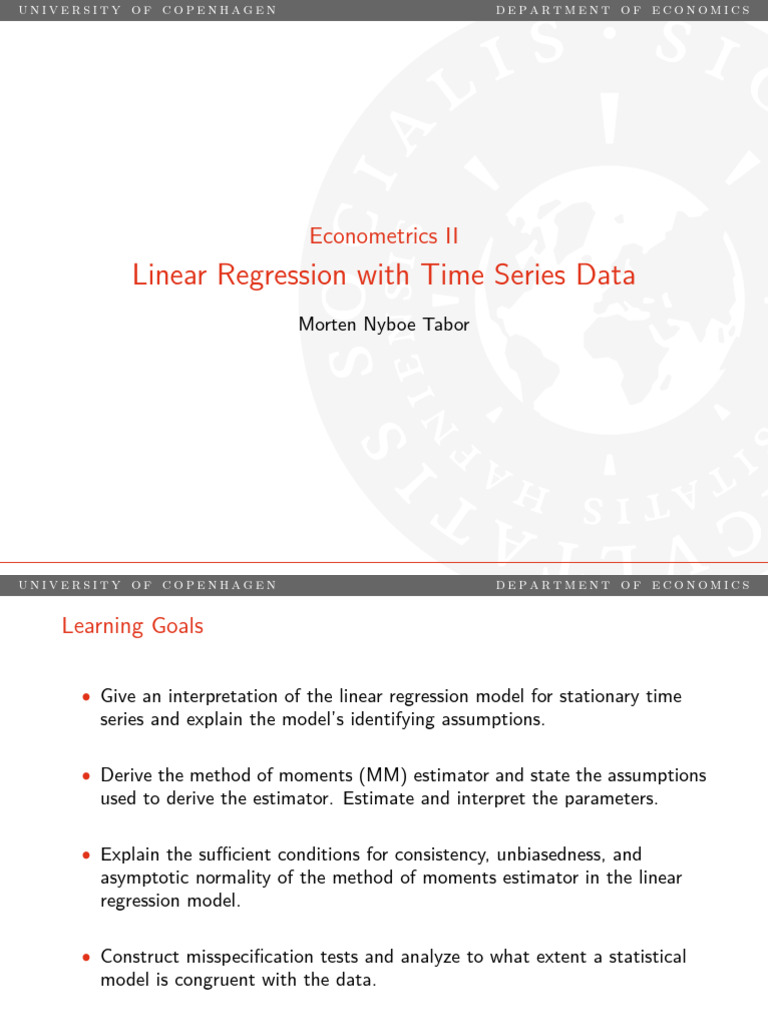 01B Linear Regression With Time Series Data | PDF | Ordinary Least Squares | Linear Regression