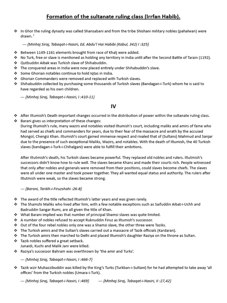 Formation of The Sultanate Ruling Class | PDF | History