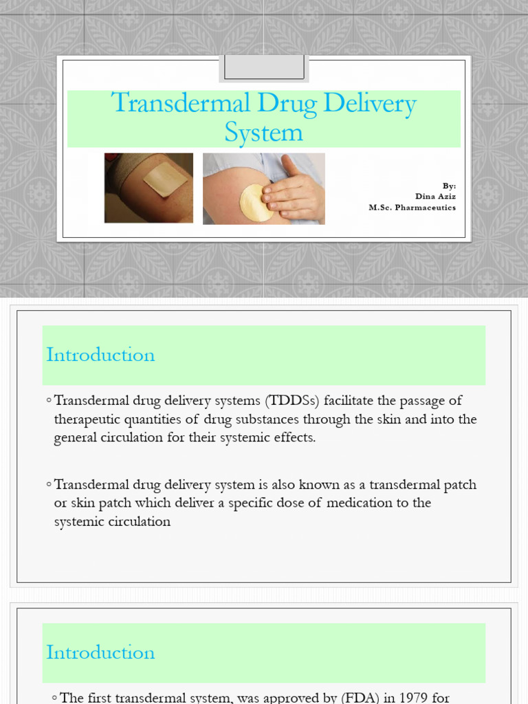 Transdermal Drug Delivery System | PDF | Chemical Substances