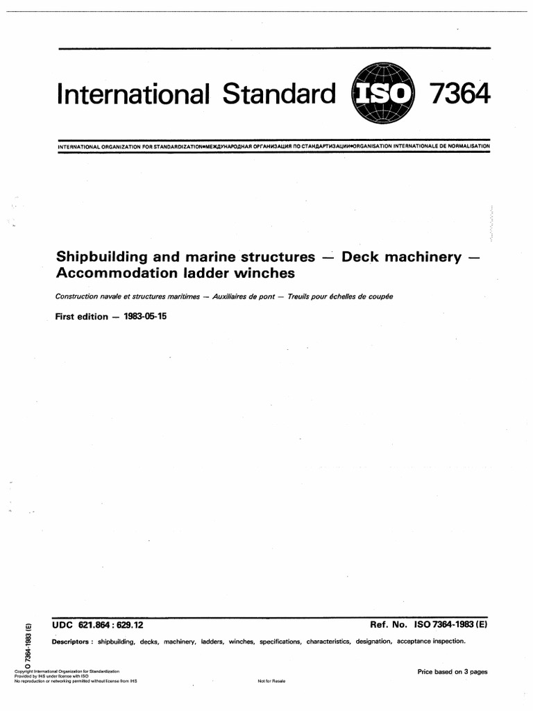 ISO 7364-1983-Accommodation Ladder Winch | PDF