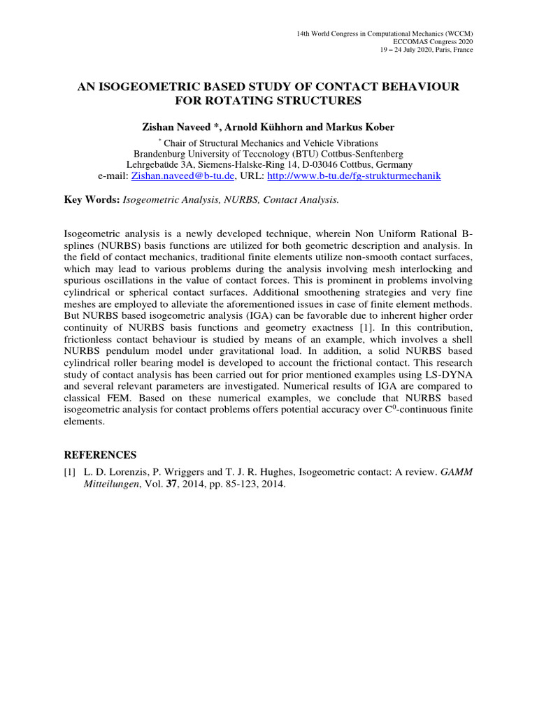 An Isogeometric Based Study of Contact Behaviour | PDF | Technology & Engineering