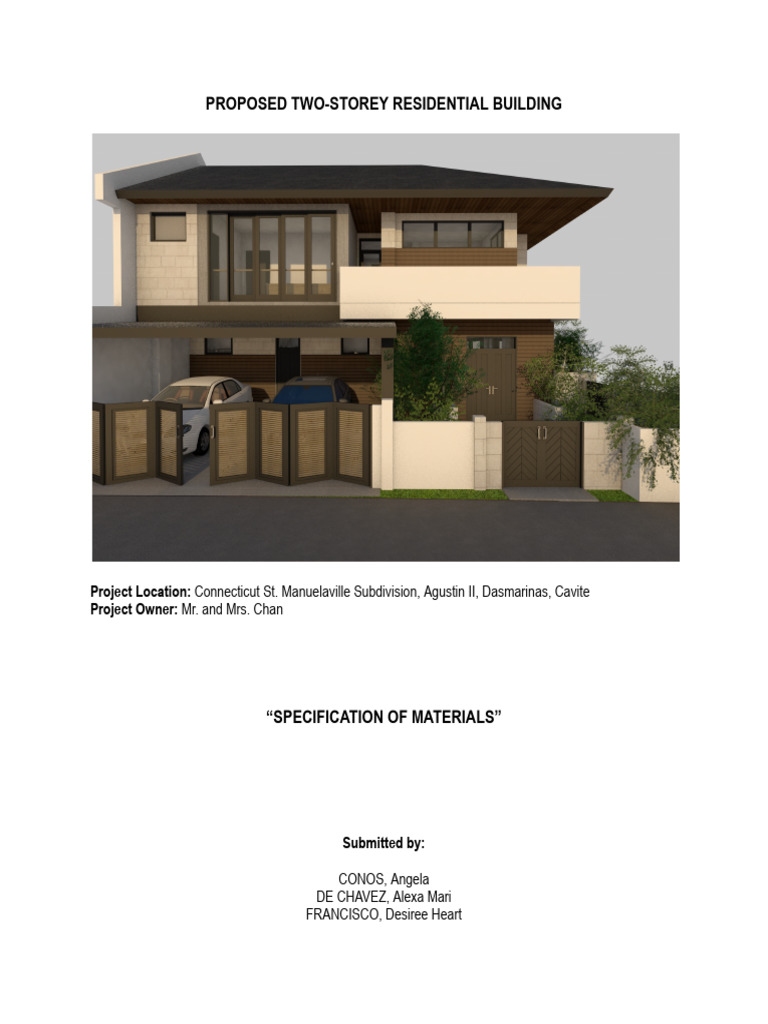 Material Specifications for Residential Build | PDF | Concrete ...