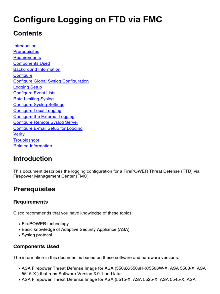 FTD Logging Configuration via FMC | PDF | Port (Computer Networking ...