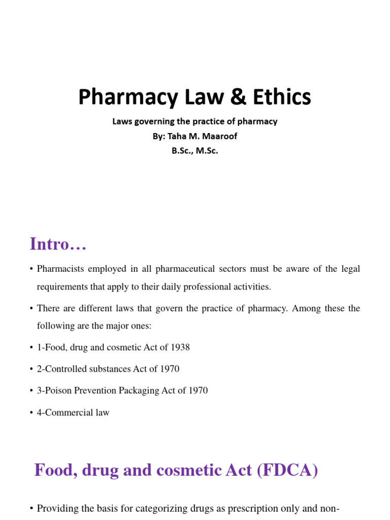 Pharmacy Law & Ethics Guide | PDF | Federal Food | Controlled ...