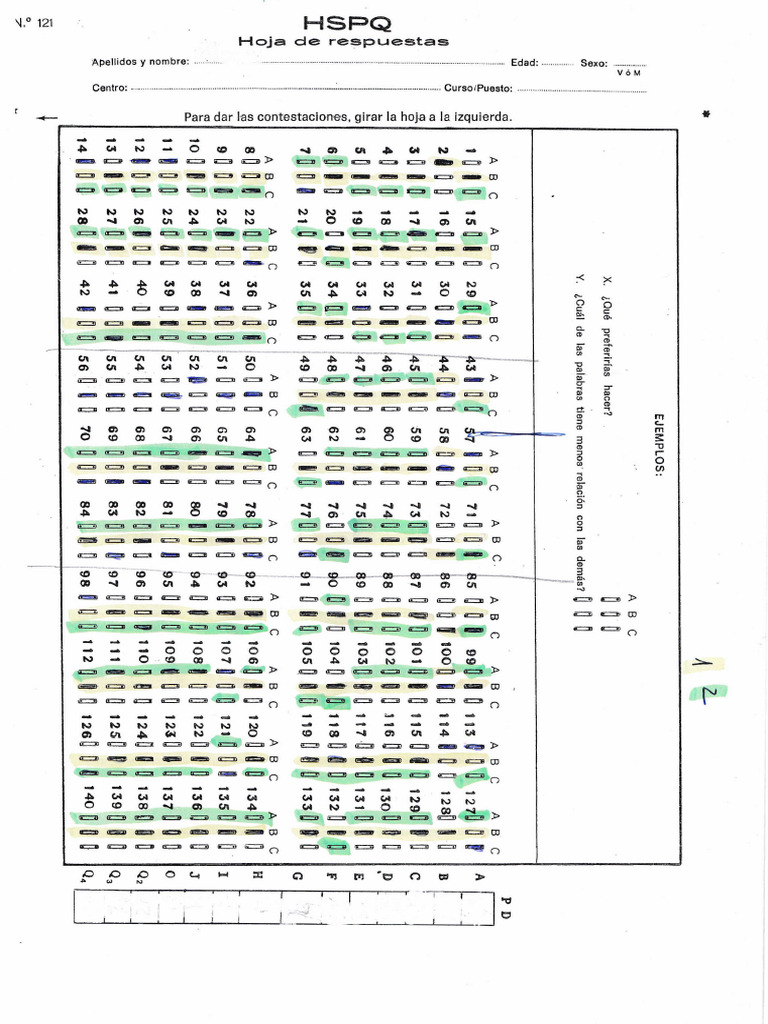 Plantilla de Corrección HSPQ | PDF