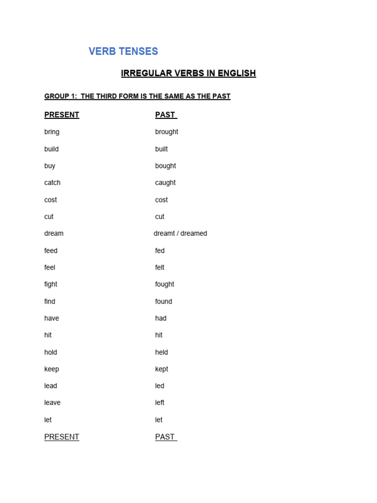 Verb Tenses | Download Free PDF | English Language | Verb