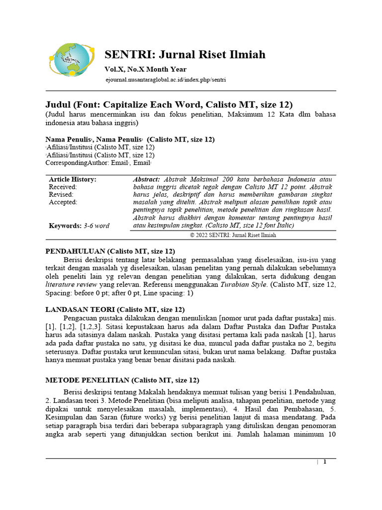 Panduan Penulisan Jurnal Ilmiah SENTRI | PDF | Metode & Bahan Ajar | Sains & Matematika
