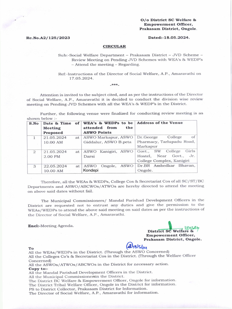 JVD Scheme Review Meeting Notice | PDF | Science & Mathematics