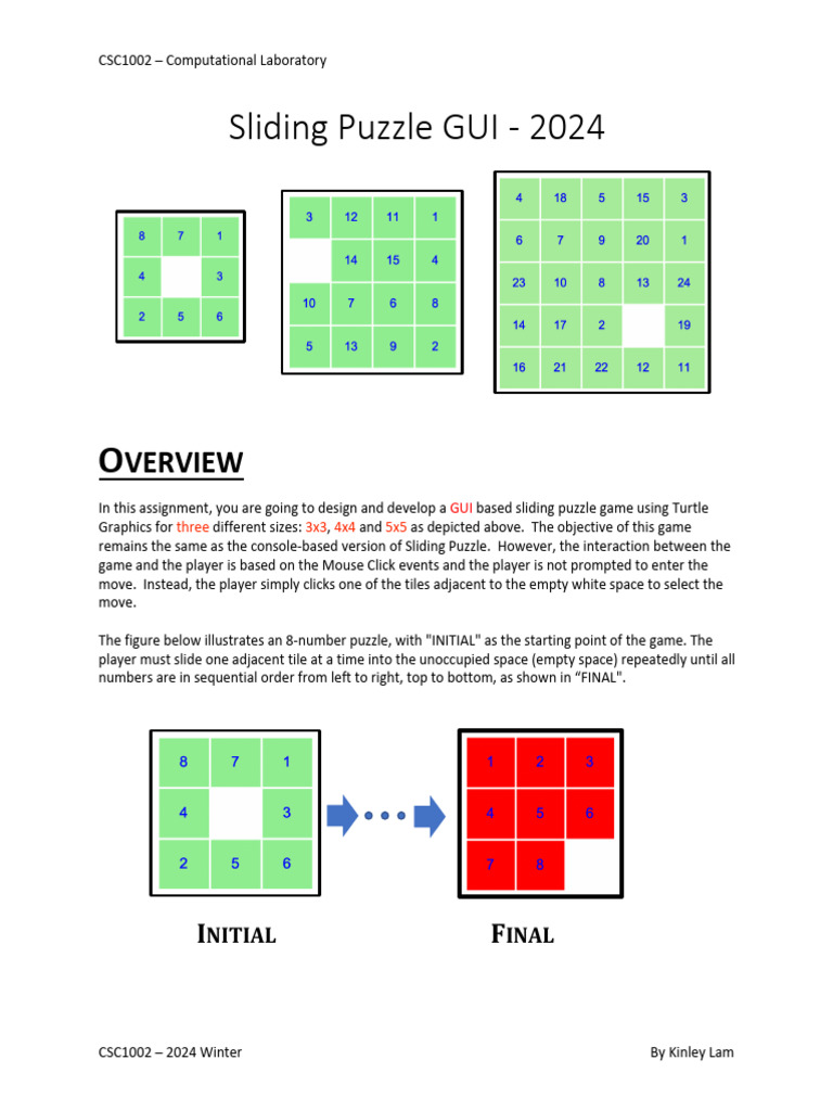 Sliding Puzzle GUI 2024 | Download Free PDF | Computer Program | Programming