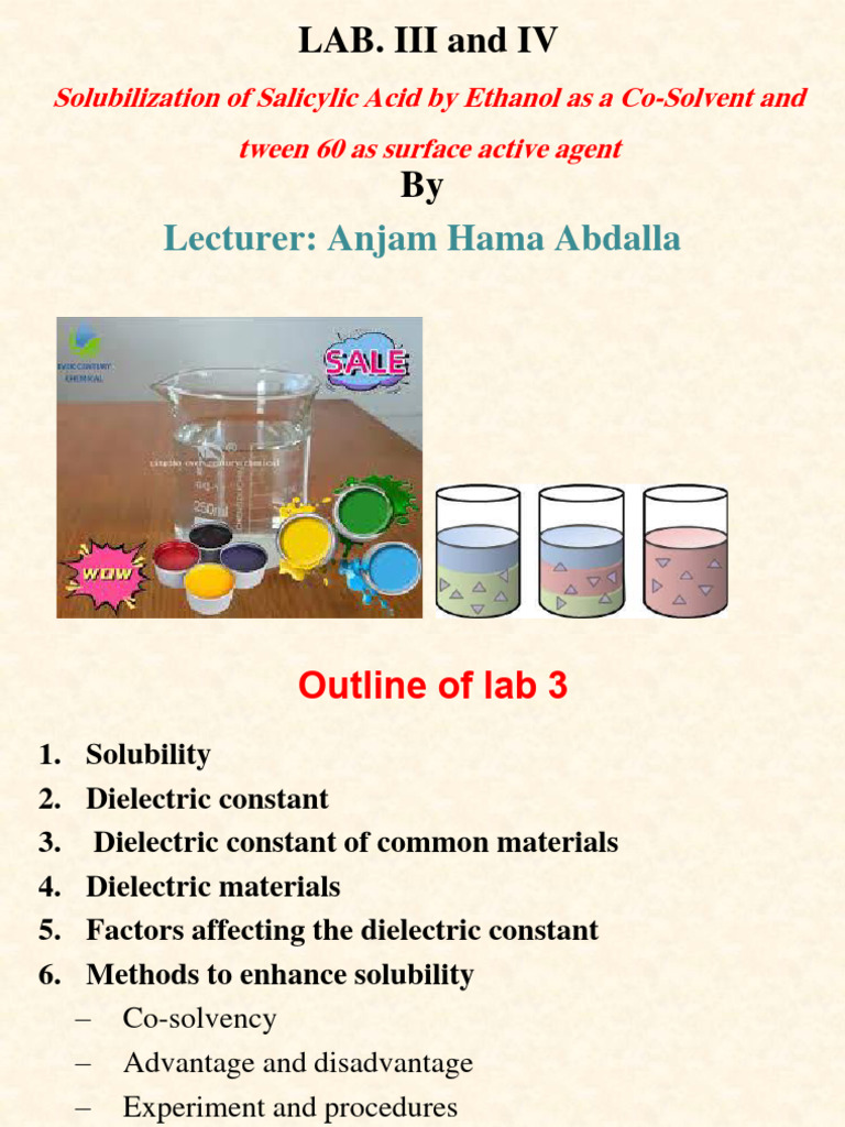 Physical pharmacy lab | PDF | Dielectric | Solubility