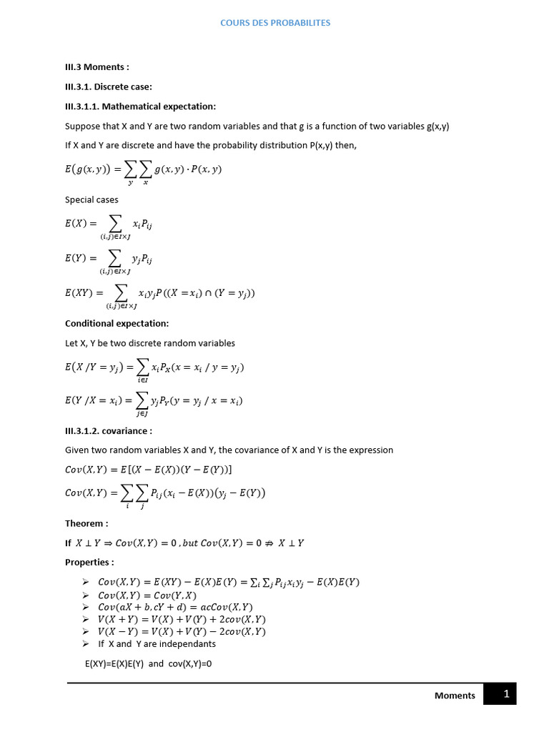 Couple Moment | PDF | Covariance | Probability Distribution