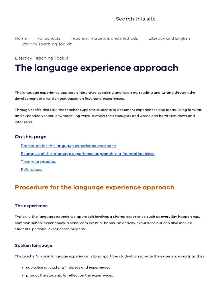 The Language Experience Approach | PDF | Phonics | Literacy